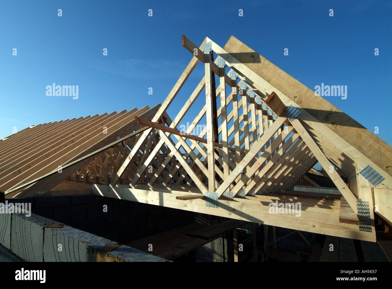 Prefabricated roof trusses hi-res stock photography and images - Alamy