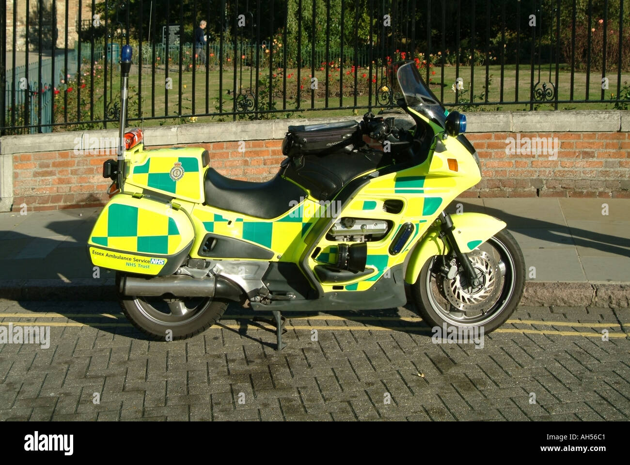 Colchester Essex ambulance service paramedic motorcycle parked in town ...