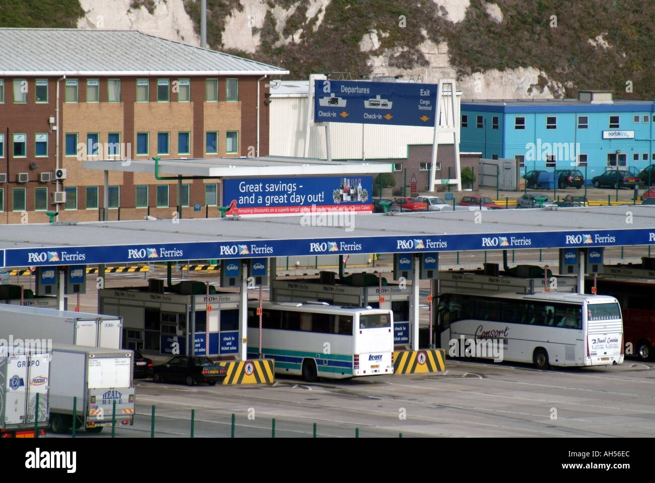 Cross channel ferry terminal port and dock installations bus coach ...