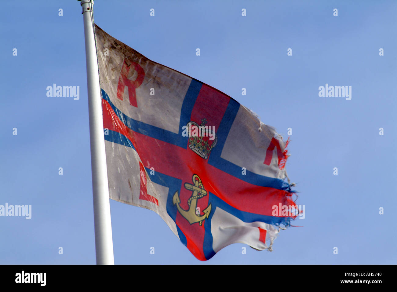 RNLI flag Flying from Mast Royal National Lifeboat Institution Stock ...