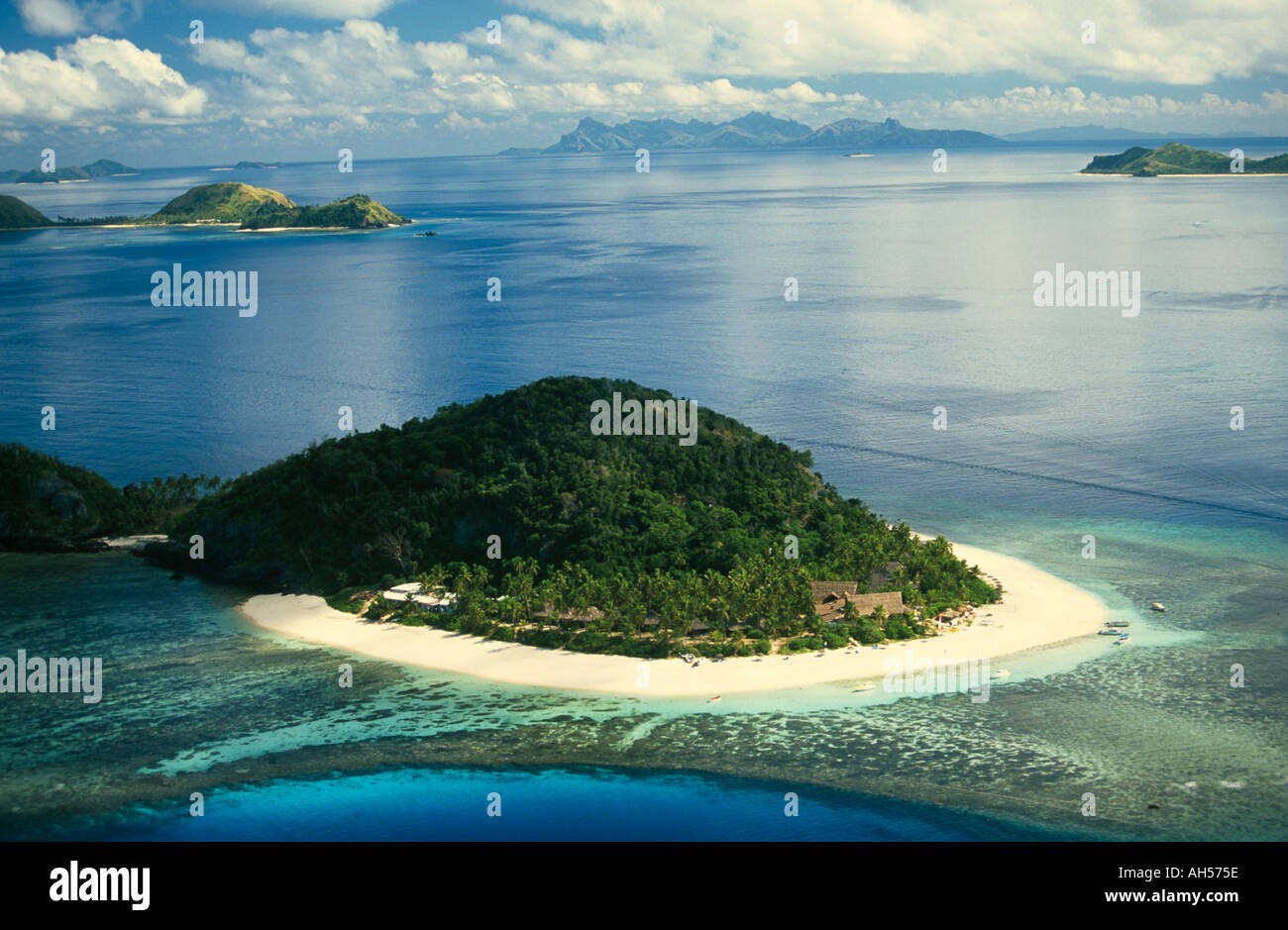 Matamanoa Island Resort Mamanuca Islands Fiji aerial Stock Photo - Alamy
