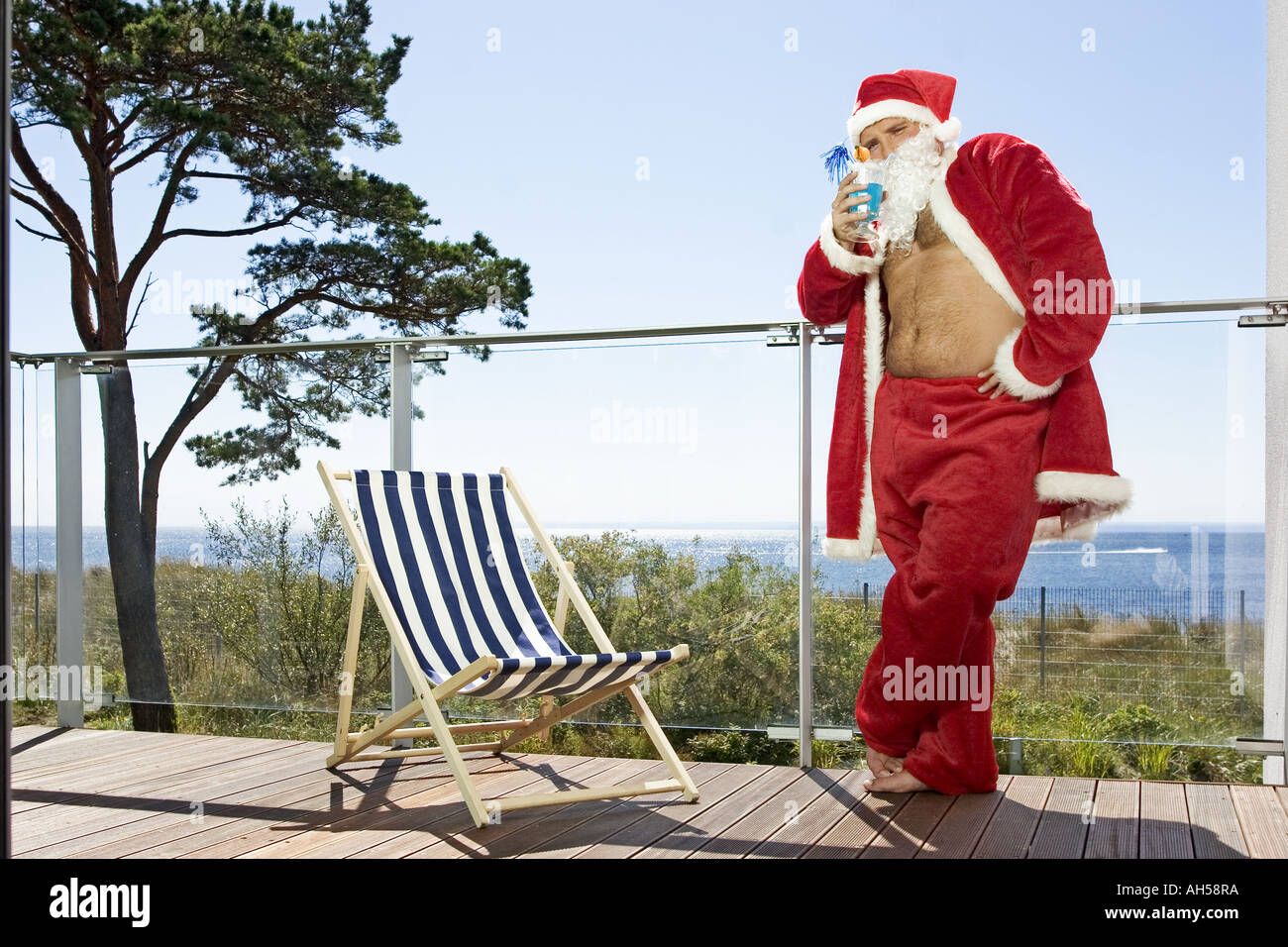 outdoor sea water terrace day summer tree man young dress disguise red ...