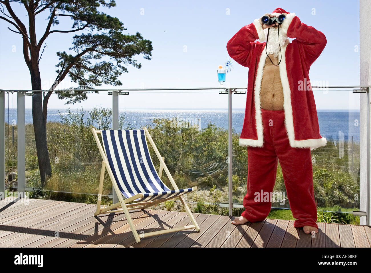 outdoor sea water terrace day summer tree man young dress disguise red ...