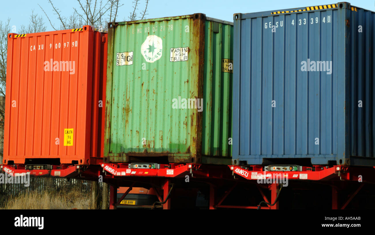 Three shipping containers Stock Photo - Alamy
