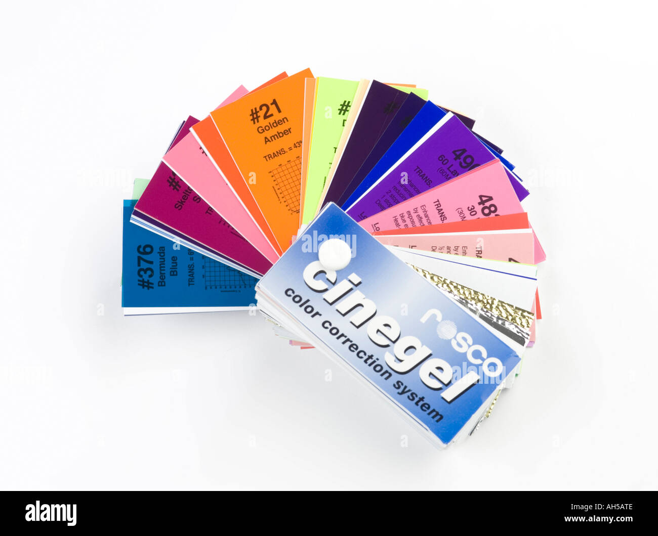 a swatch book of coloured filters used for studio lighting Stock Photo ...