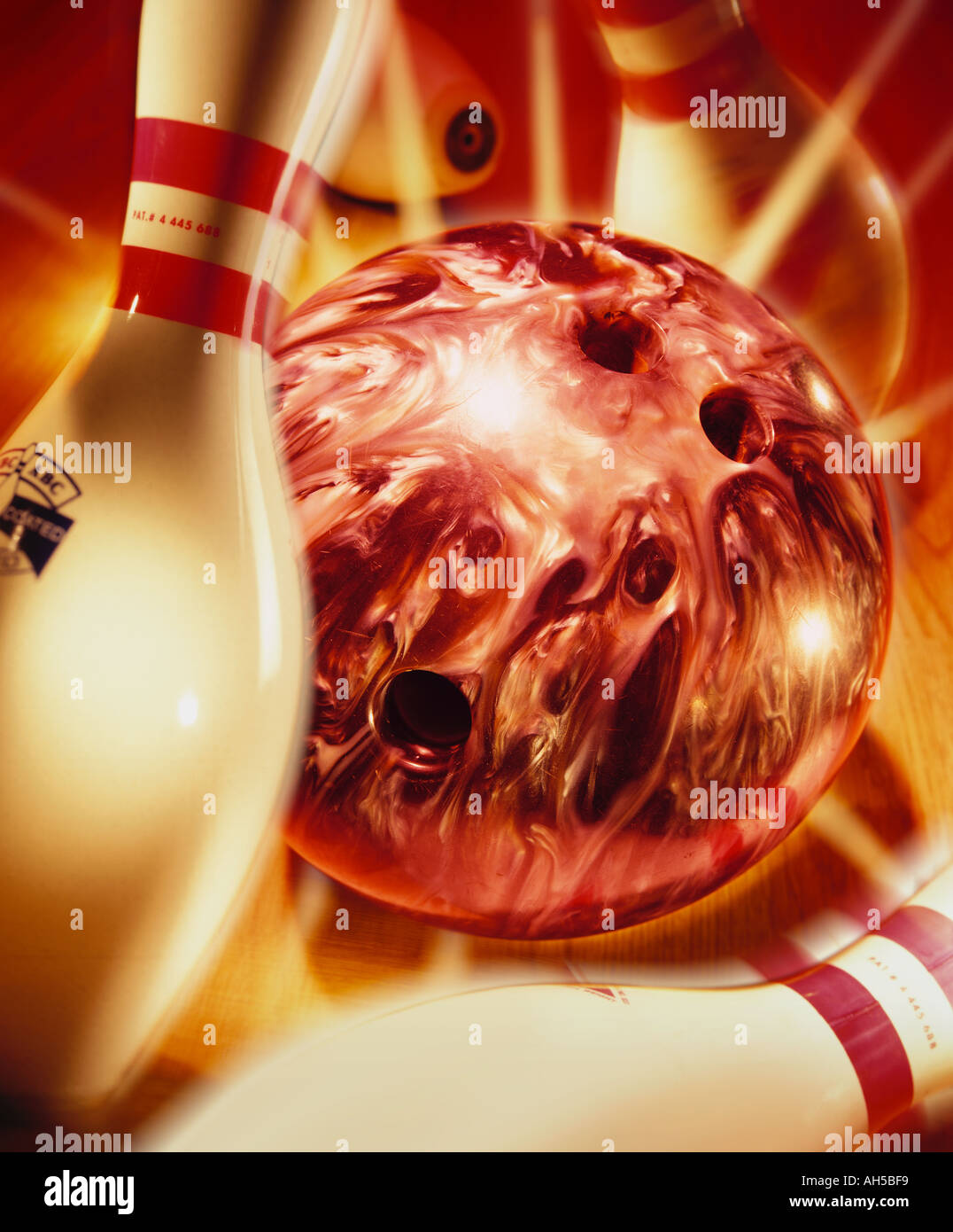 Bowling Ball and Pins Stock Photo - Alamy
