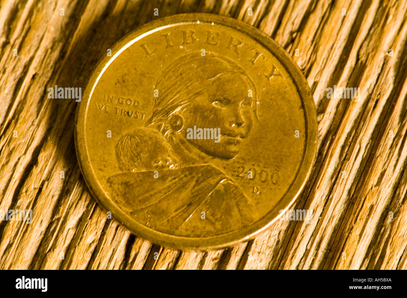 Sacajawea gold one dollar coin US Stock Photo - Alamy