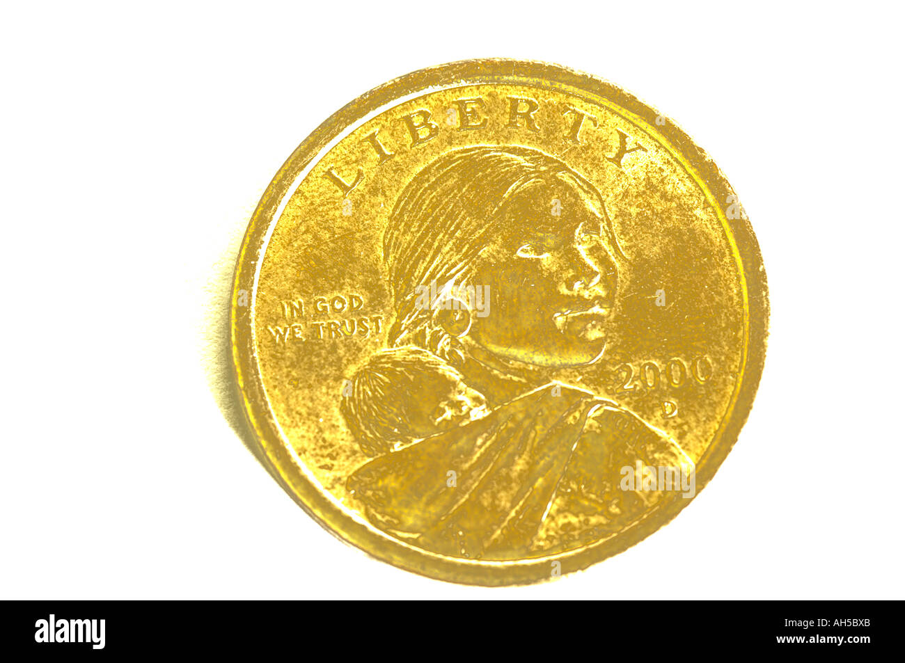 Sacajawea gold one dollar coin US Stock Photo - Alamy