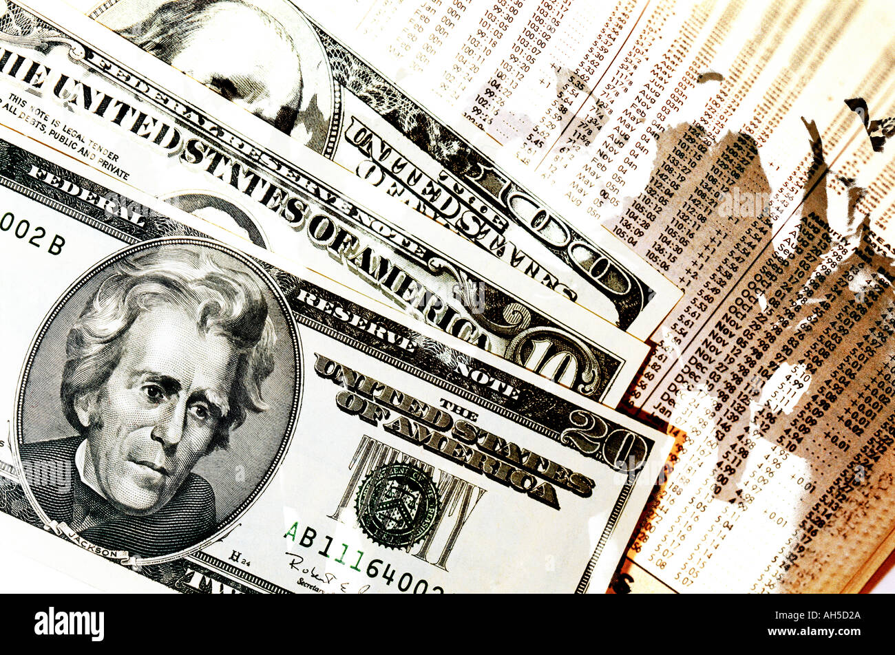 USA dollars on world map montage Stock Photo - Alamy