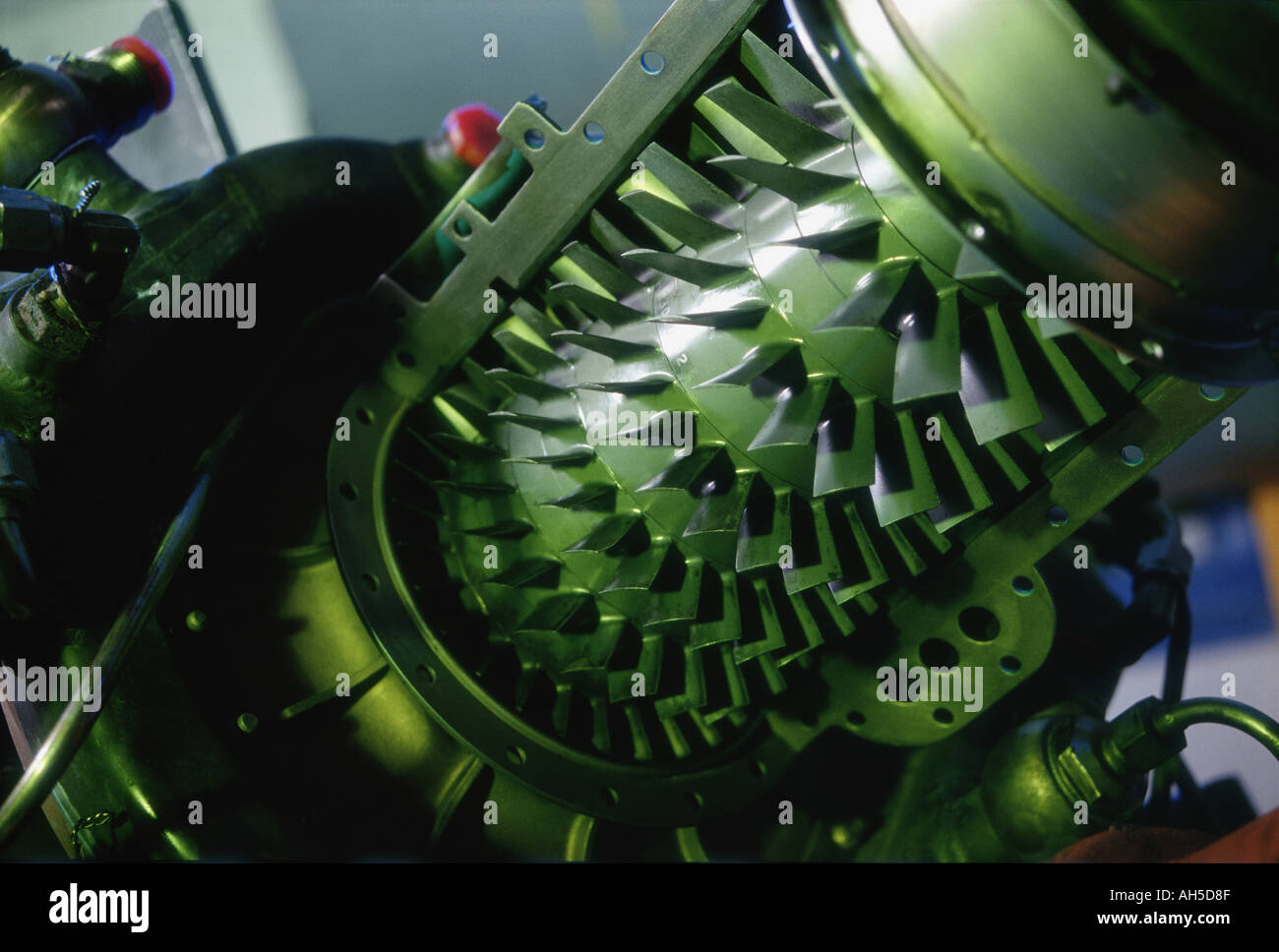 Helicopter turbine engine showing fans and rotor blades Stock Photo - Alamy