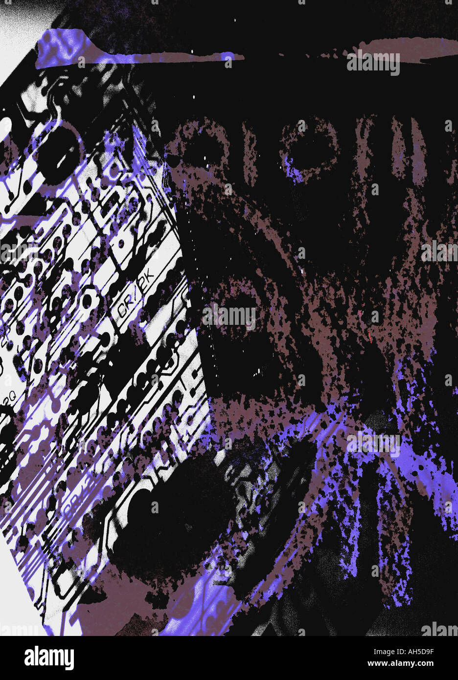 Abstract view of electrical circuit board and binary code Stock Photo ...