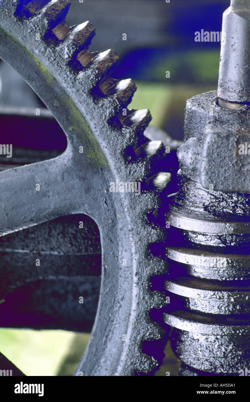 Old gear wheel showing teeth of cogs Stock Photo - Alamy