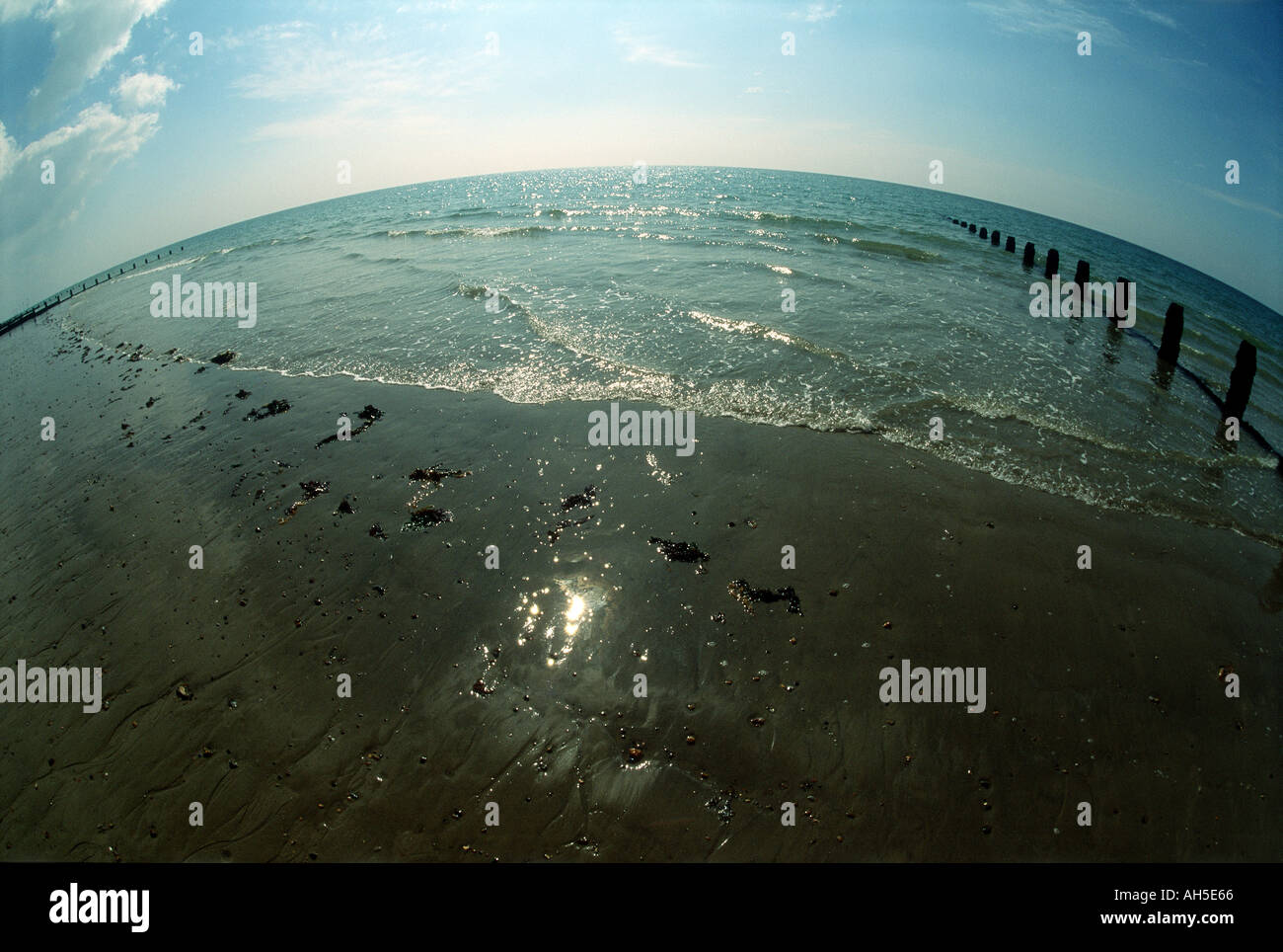Fisheye view of sea showing curvature of earth Stock Photo - Alamy
