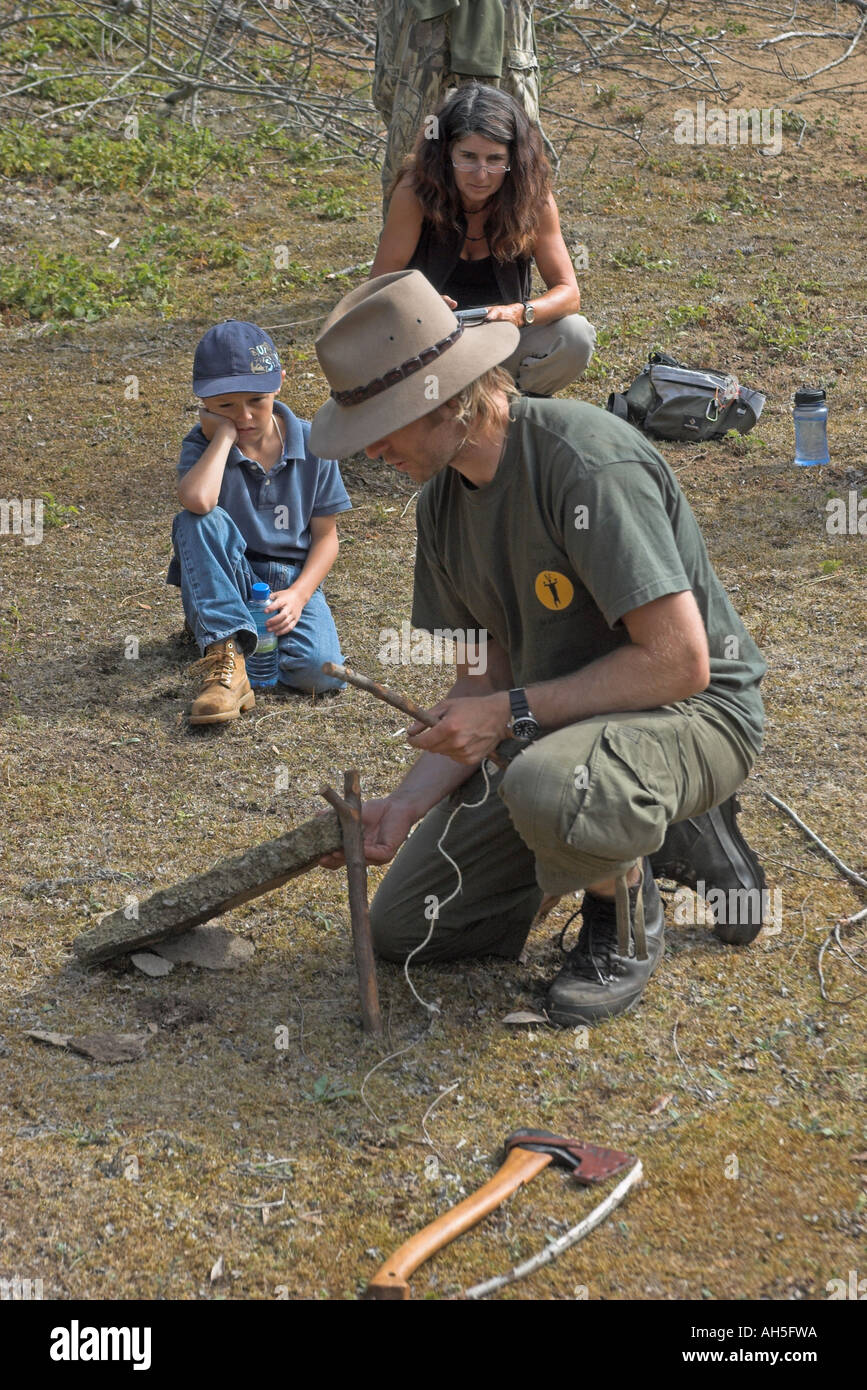 Demonstration of Dead fall trap Stock Photo - Alamy