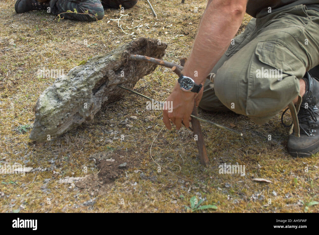 Demonstration of Paiute Dead fall trap Stock Photo - Alamy