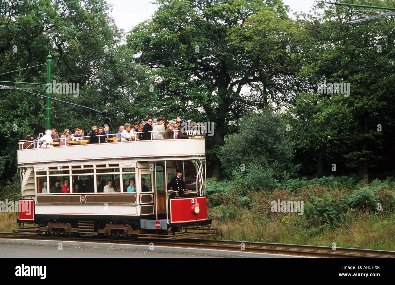 Beamish Open Air Museum county Durham open top tram tramcar vintage ...