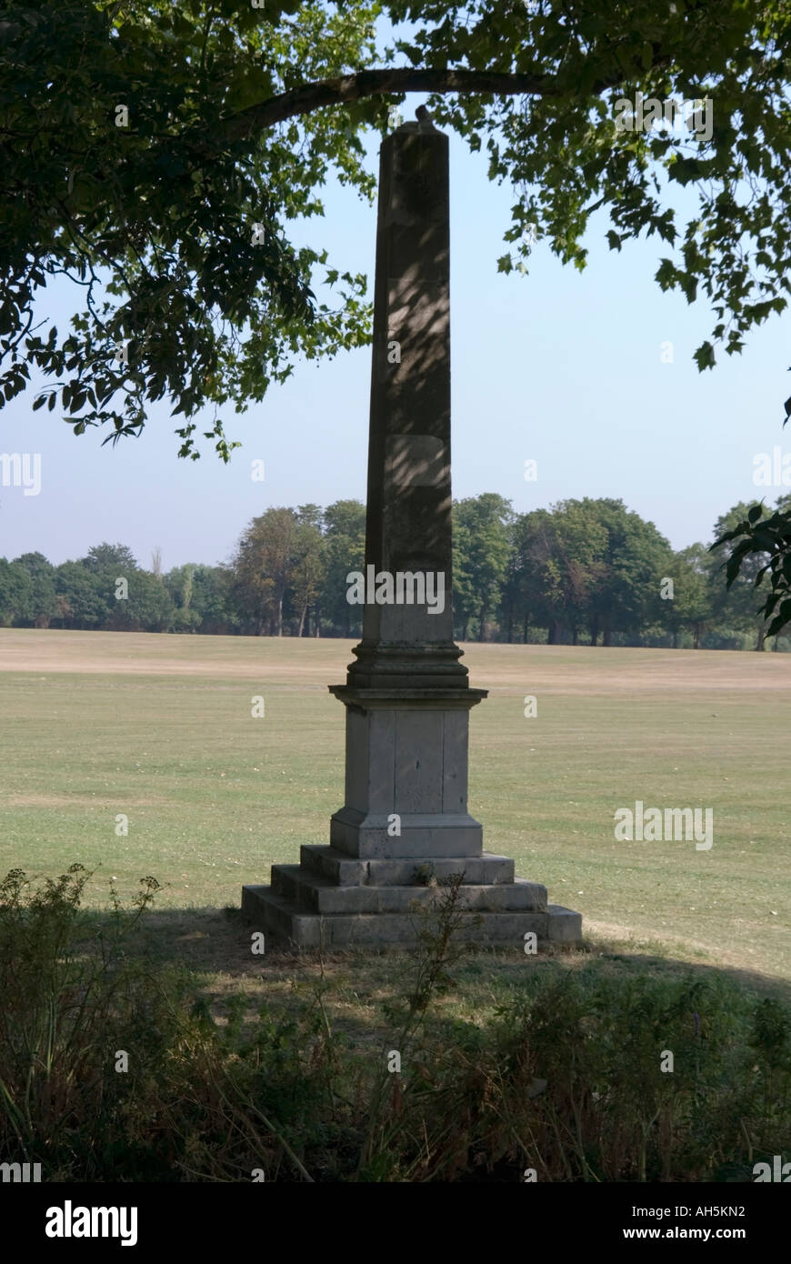 Obelisks by the river Thames in the Old Dear Park Richmond London Stock ...