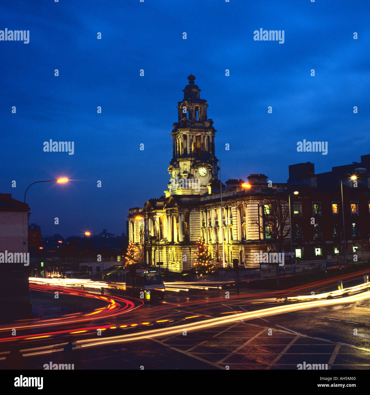 UK Cheshire Stockport Town Hall at night Stock Photo - Alamy