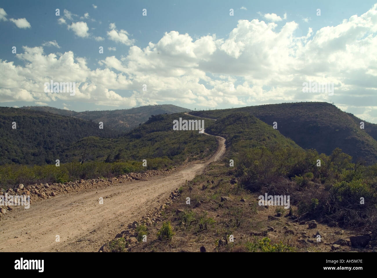 Kenyan mountain dirt road on a ridge above the Suguta valley. Kenya ...