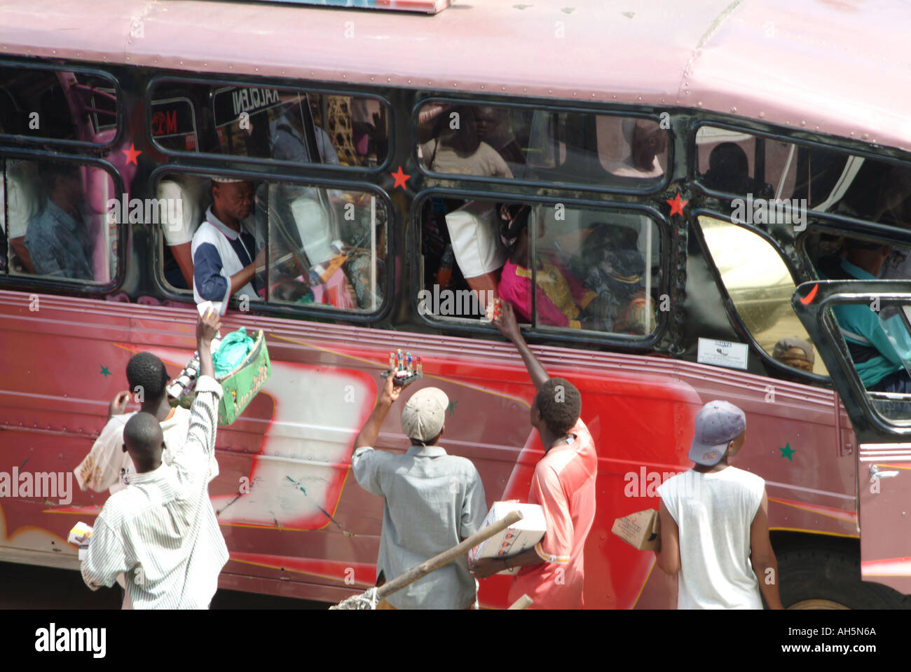 People aboard buses in Nairobi bus station. Nairobi, Kenya, Africa ...