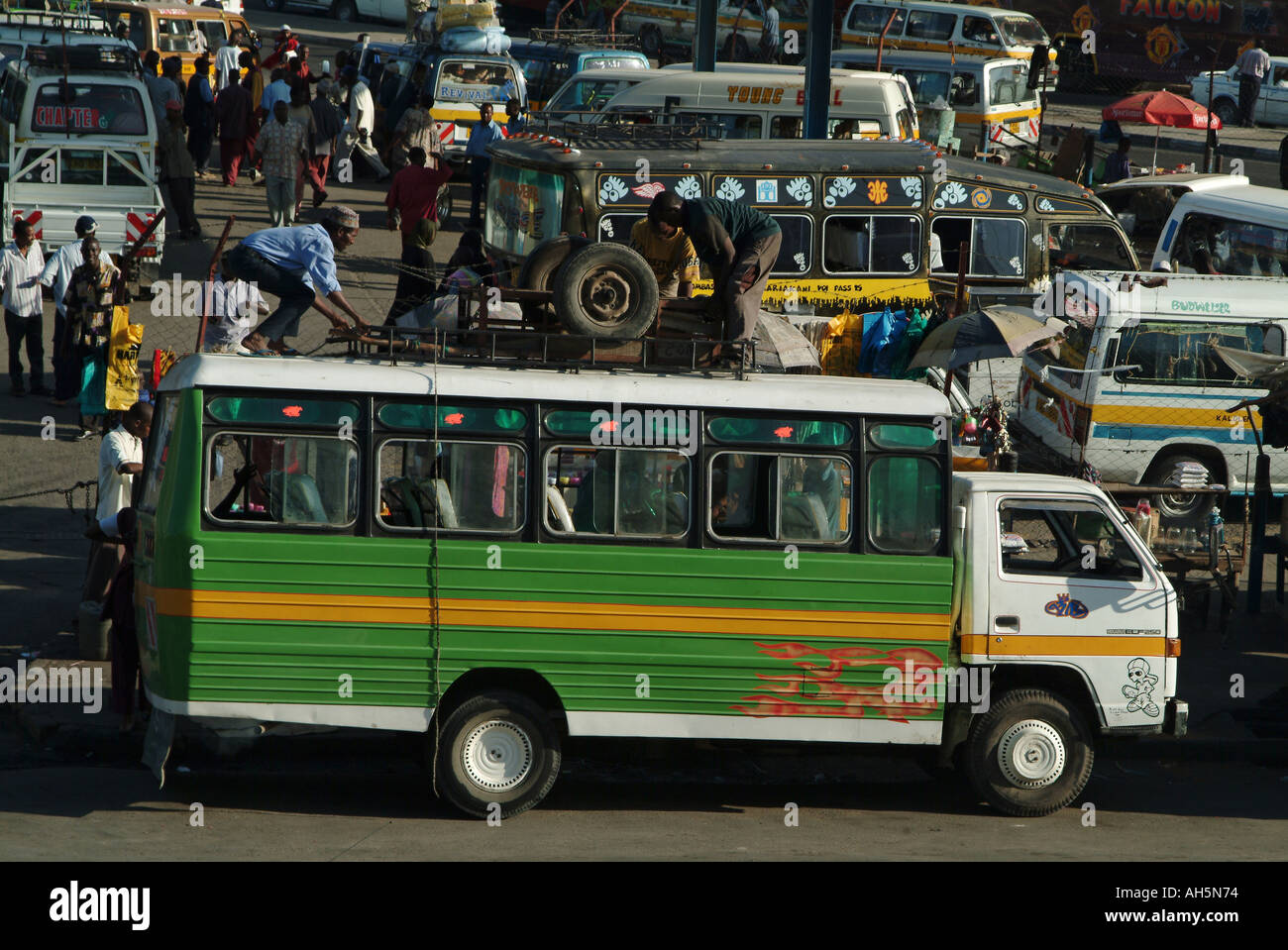 People aboard buses in Nairobi bus station. Nairobi, Kenya, Africa ...