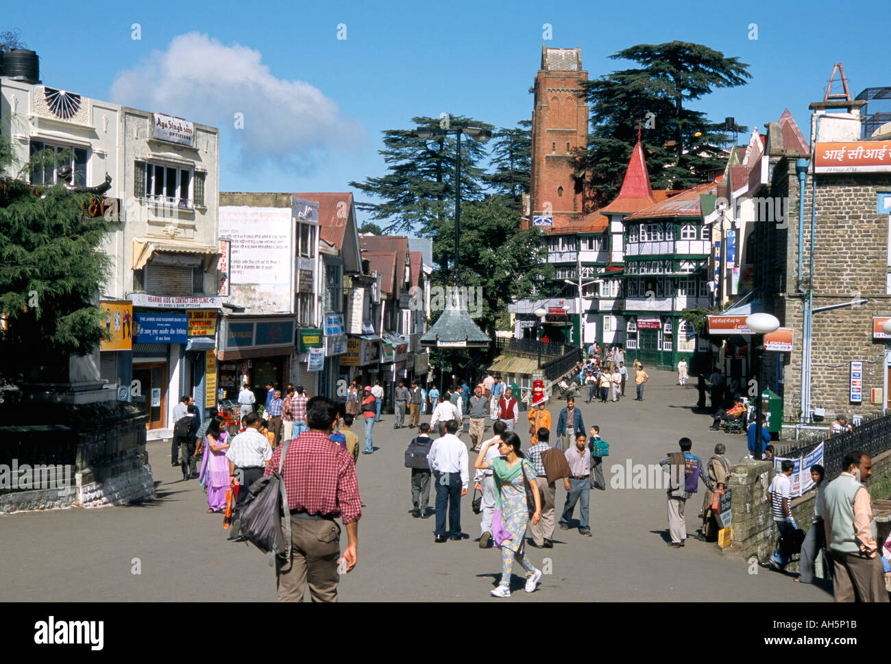 The Mall ridge road at Scandal Point Shimla Simla town grown from Raj ...
