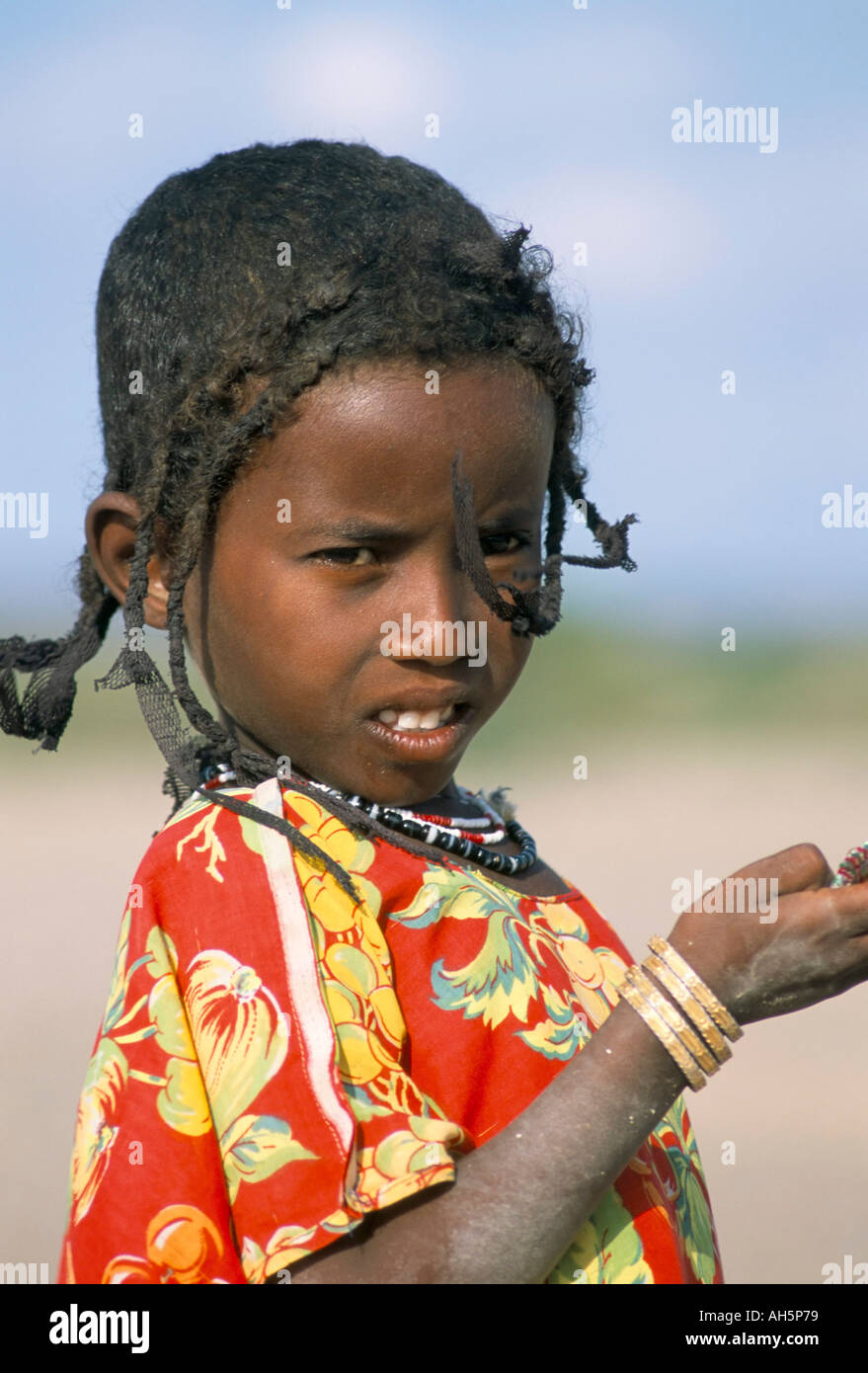 Portrait of an Afar girl daughter of desert nomad Afar Triangle ...