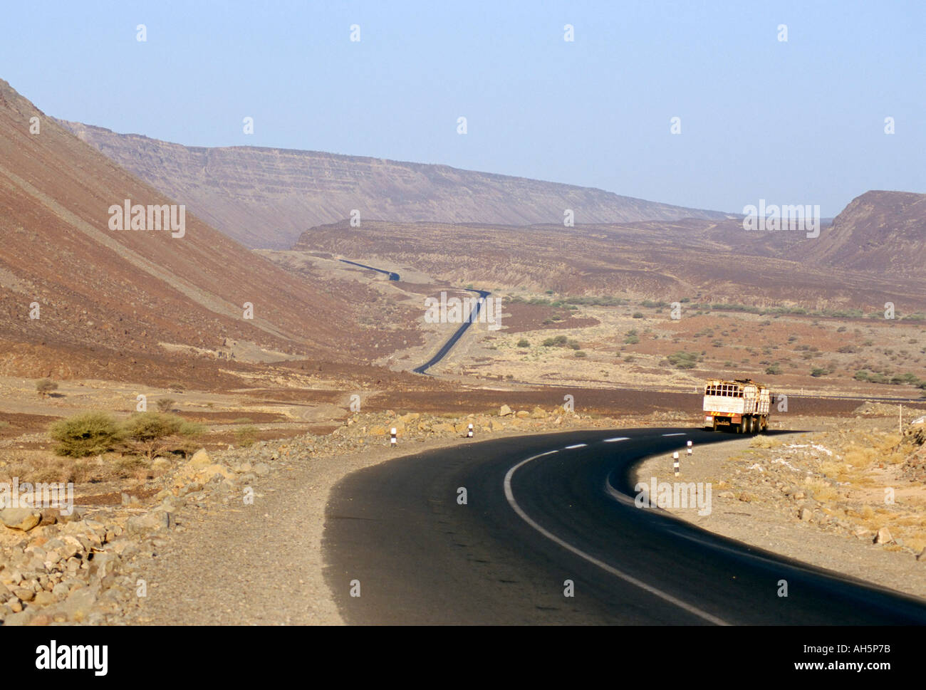 Rift valley faults in desert crossed by road to Addis Ababa Afar ...