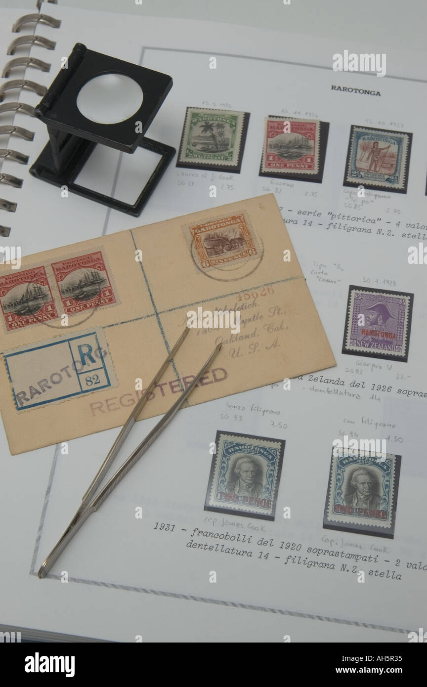 cook island postal history collection Stock Photo - Alamy