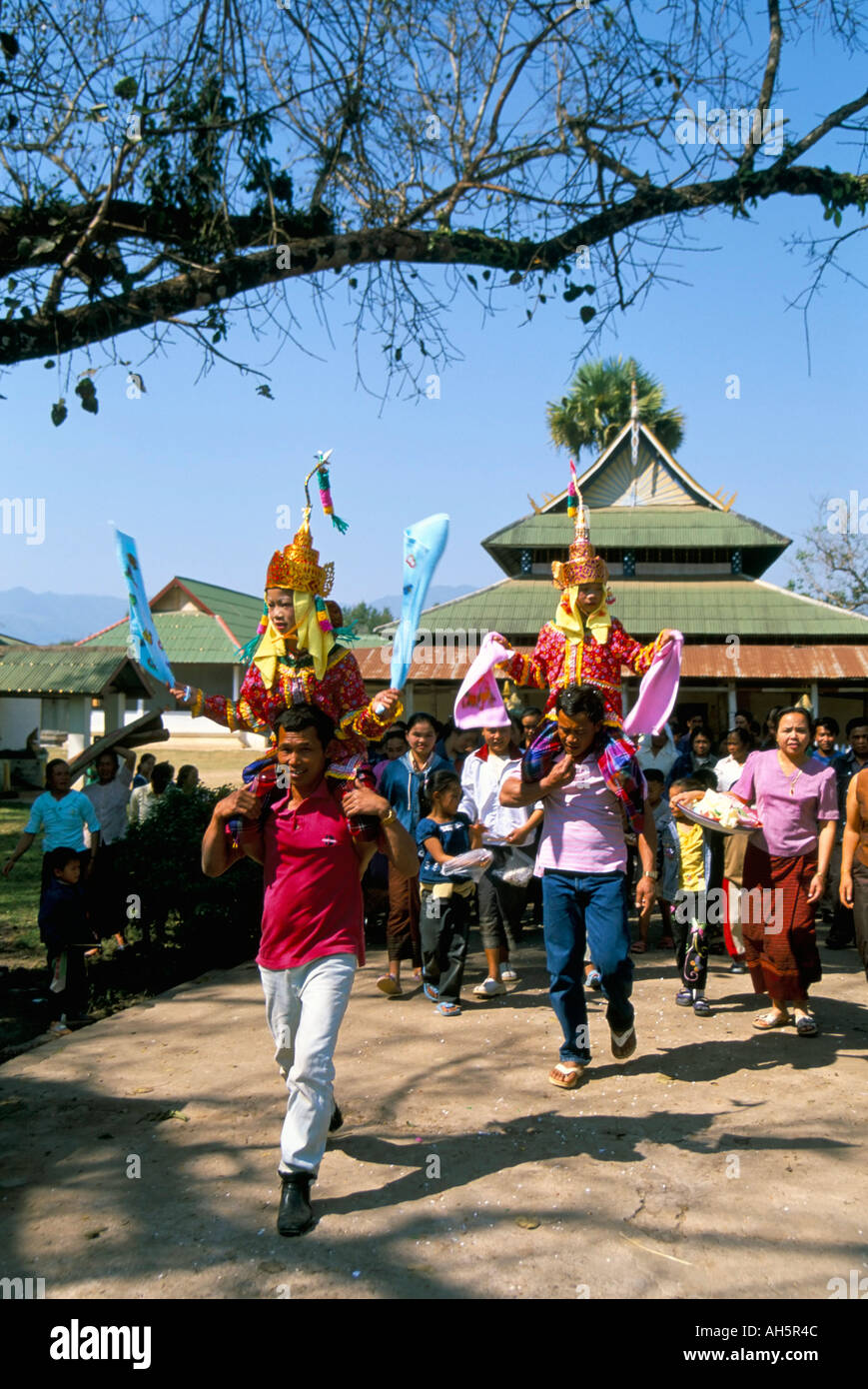 Novice monk ceremony Wat Xieng Jai Maung Sing Laos Indochina Southeast ...