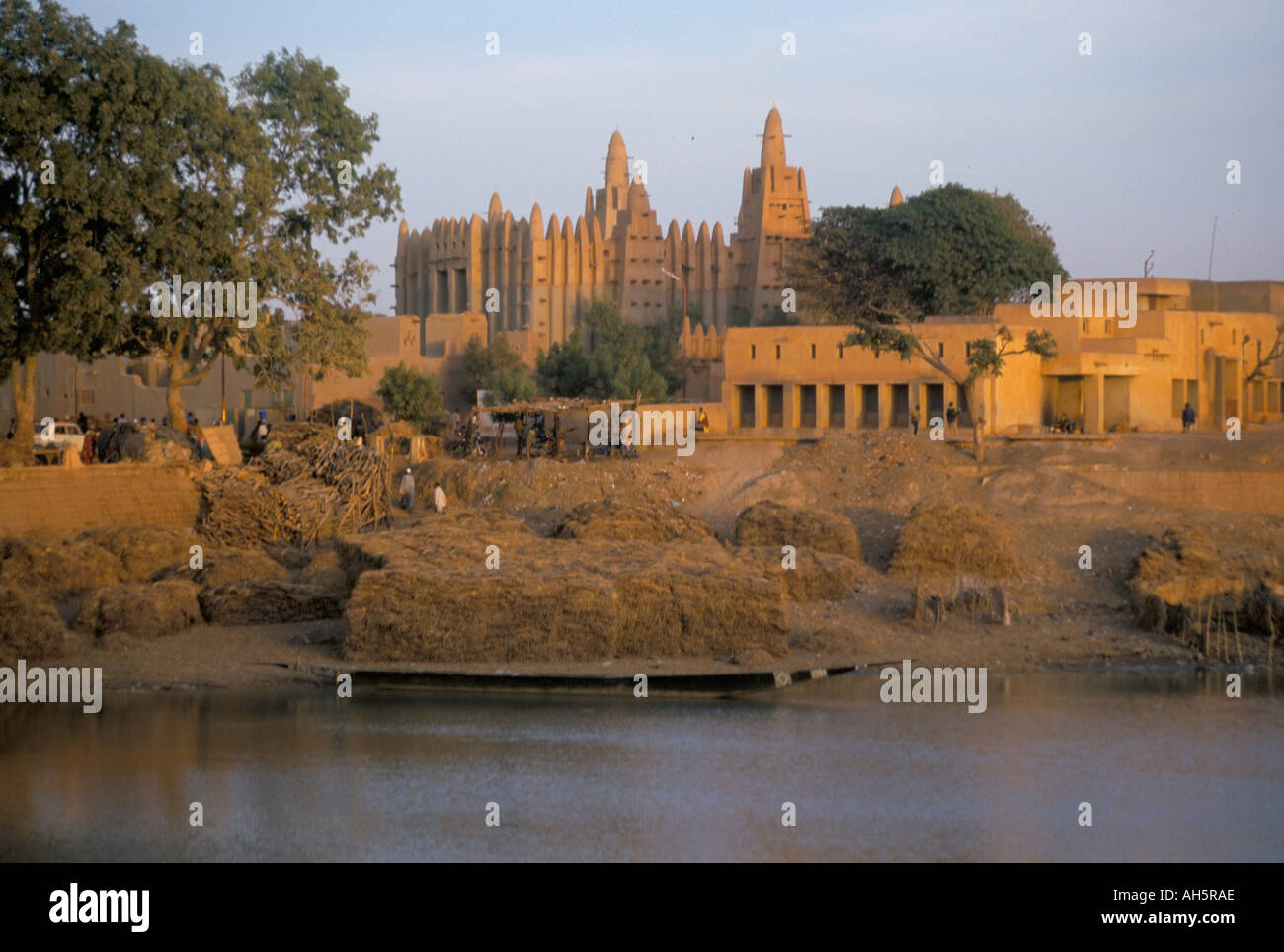 View of Grande Mosque from across the river Mopti Mali Africa Stock ...