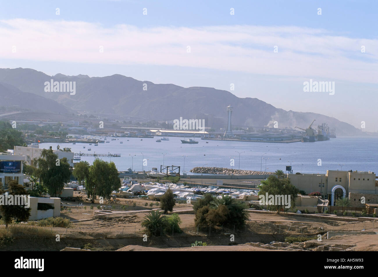 View of the port Aqaba Jordan Red Sea Middle East Stock Photo - Alamy