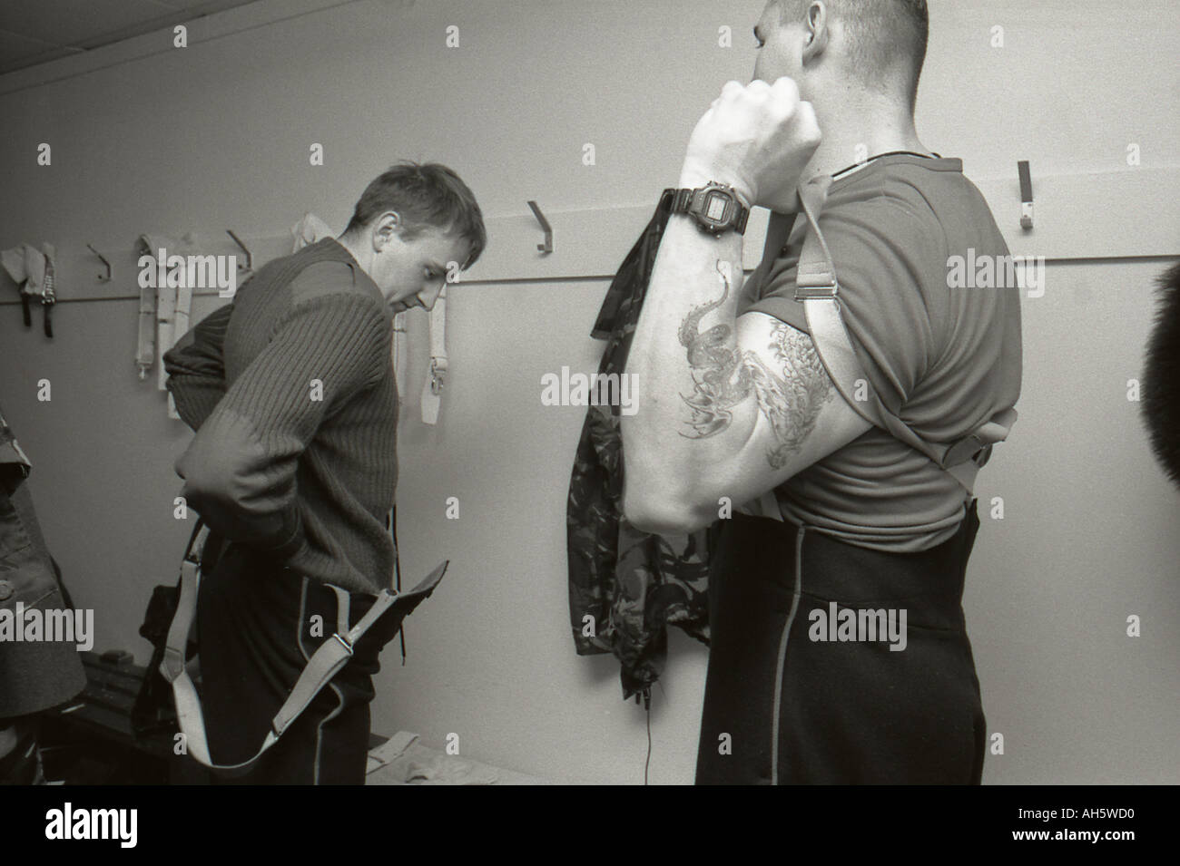 Soldiers getting ready for the changing of the guard at Buckingham ...