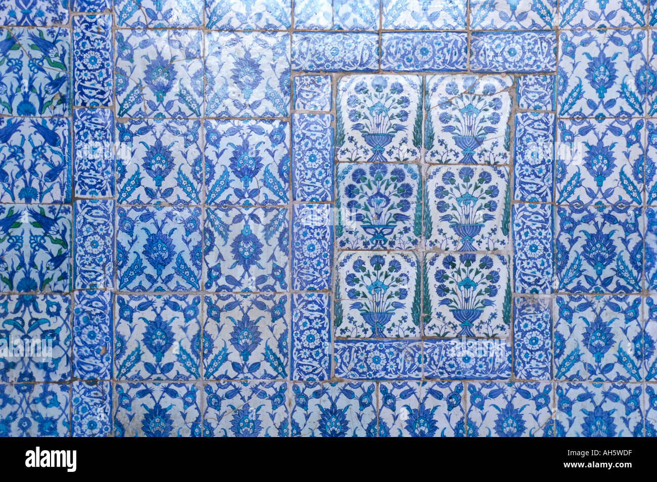 Close up of Syrian tiles dating from 1650s Blue Mosque Cairo North ...