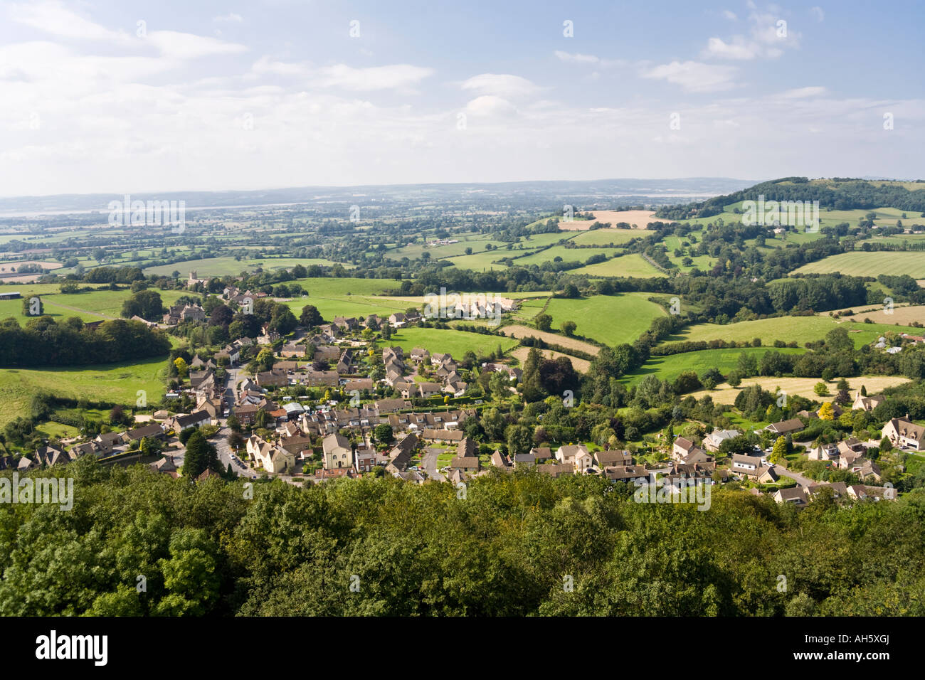 The Cotswold village of North Nibley, Gloucestershire viewed from ...