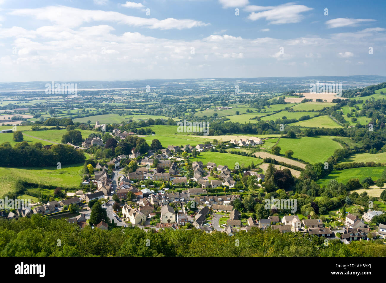 The Cotswold village of North Nibley, Gloucestershire viewed from ...