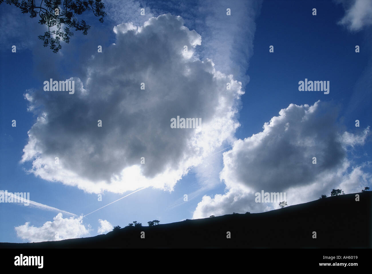 Yorkshire landscape with dramatic cloud formations against a silhouette ...