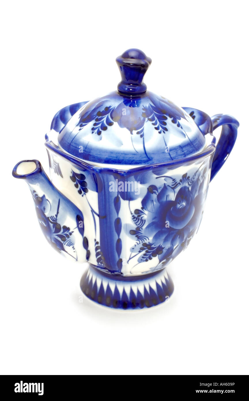 series object on white Blue tea port Stock Photo - Alamy