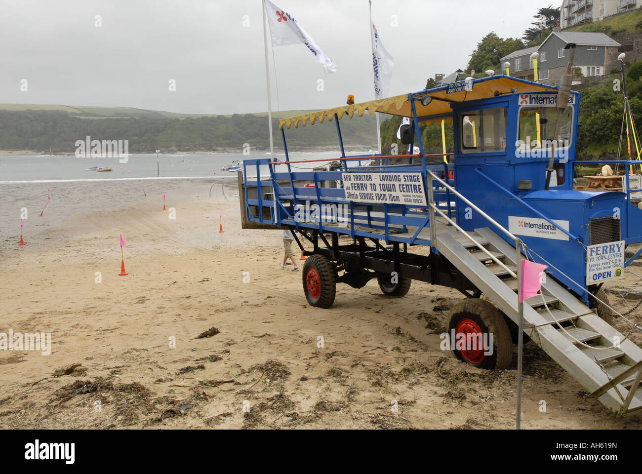 Sea tractor, Ferry landing stage, South Sands, Salcombe, Devon, England ...