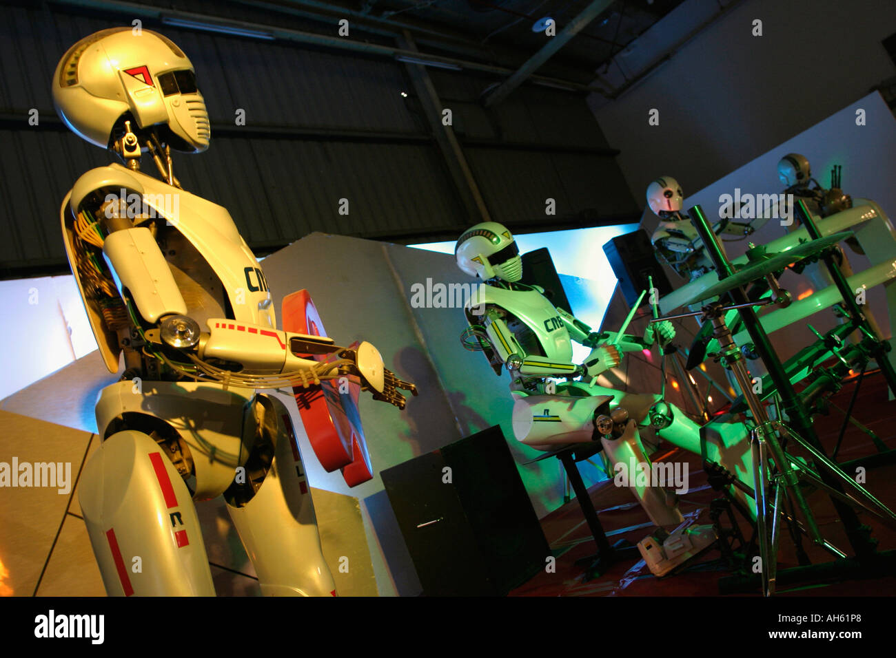 Robot band plays in robot exhibition Stock Photo - Alamy