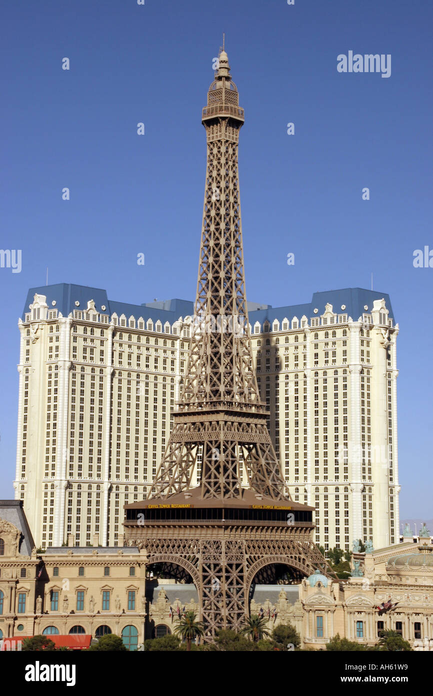 The replica smaller scale Eiffel Tower outside the Paris Hotel and ...