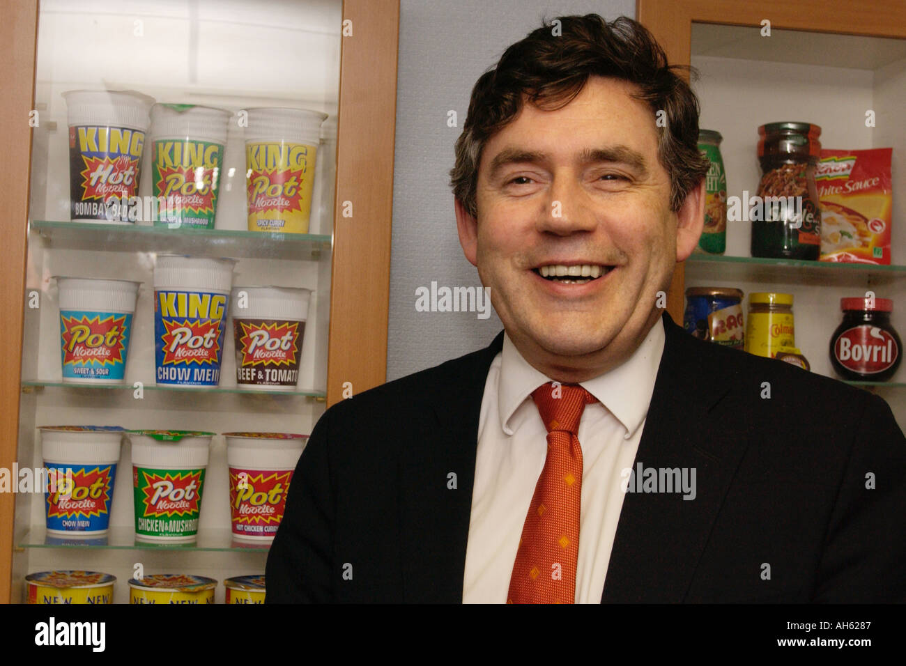 Gordon Brown pictured while visiting a factory making Pot Noodles in ...