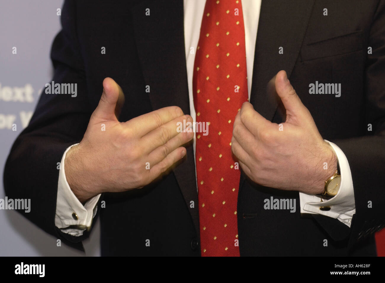 Hand gestures from Gordon Brown while giving speech in South Wales UK ...