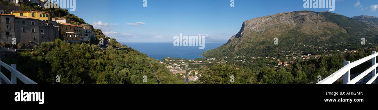 panoramic view from Maratea town centre centro storico Basilicata of ...