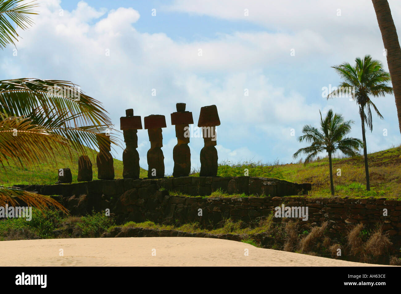 Ahu platform Nau Nau Easter Island Rapa Nui Chile Stock Photo - Alamy