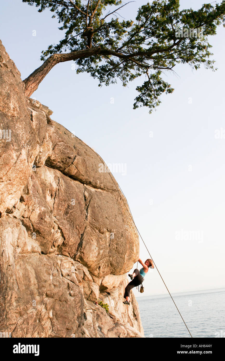Rock Climbing at Light House Park in Vancouver British Columbia Stock ...