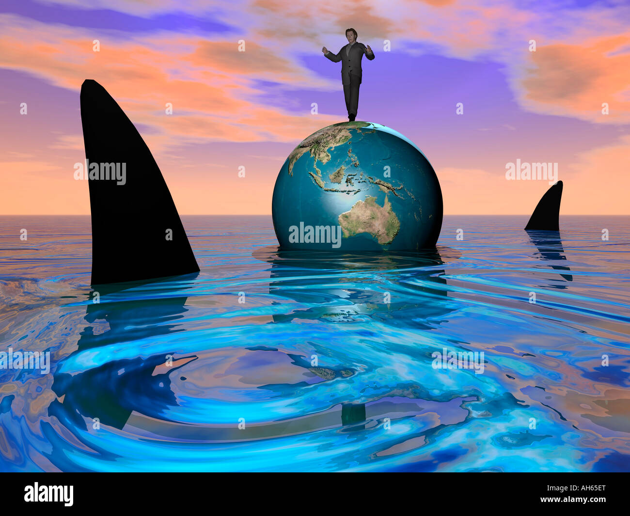 Shark fins circling hi-res stock photography and images - Alamy