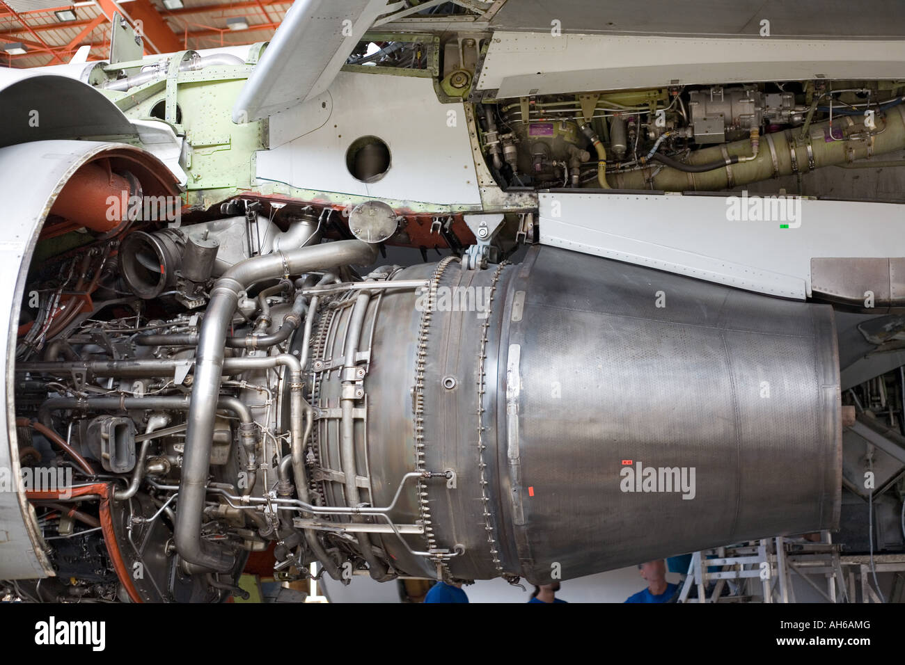 opened aircraft engine in the hangar Stock Photo - Alamy