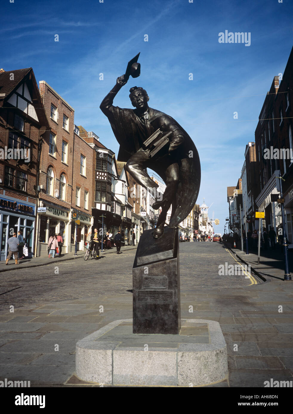 STATUE of the GUILDFORD SCHOLAR Allan Sly at the bottom of the High ...