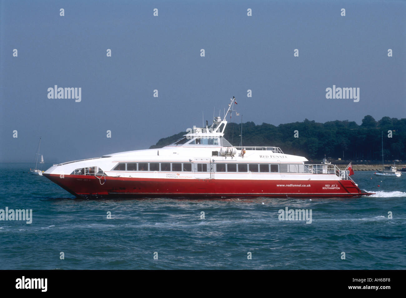 The Red Funnel catamaran passenger ferry Red Jet 3 off Cowes Isle of ...